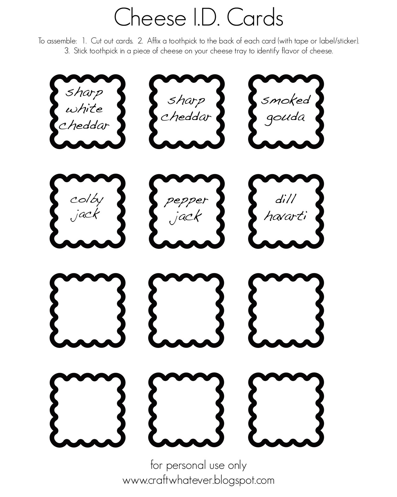 craft whatever: Cheese Tray Cheese ID Cards
