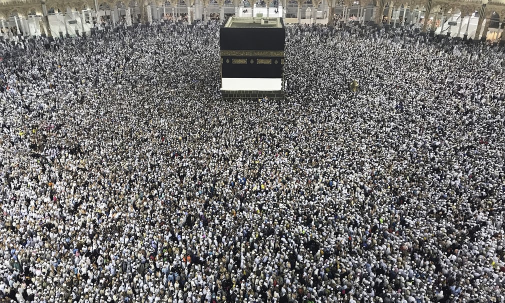 Muslim pilgrims circumambulate the Ka’bah, Islam’s holiest site ...
