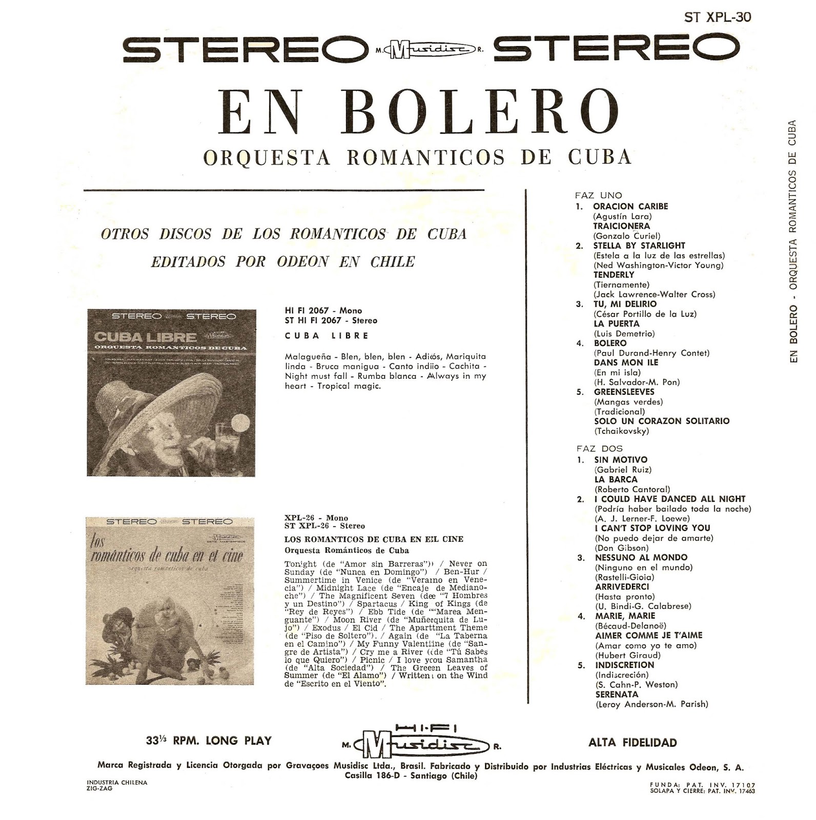 MUSICOTECA ALAY: ORQUESTA ROMÁNTICOS DE CUBA - EN BOLERO (1965) LPS