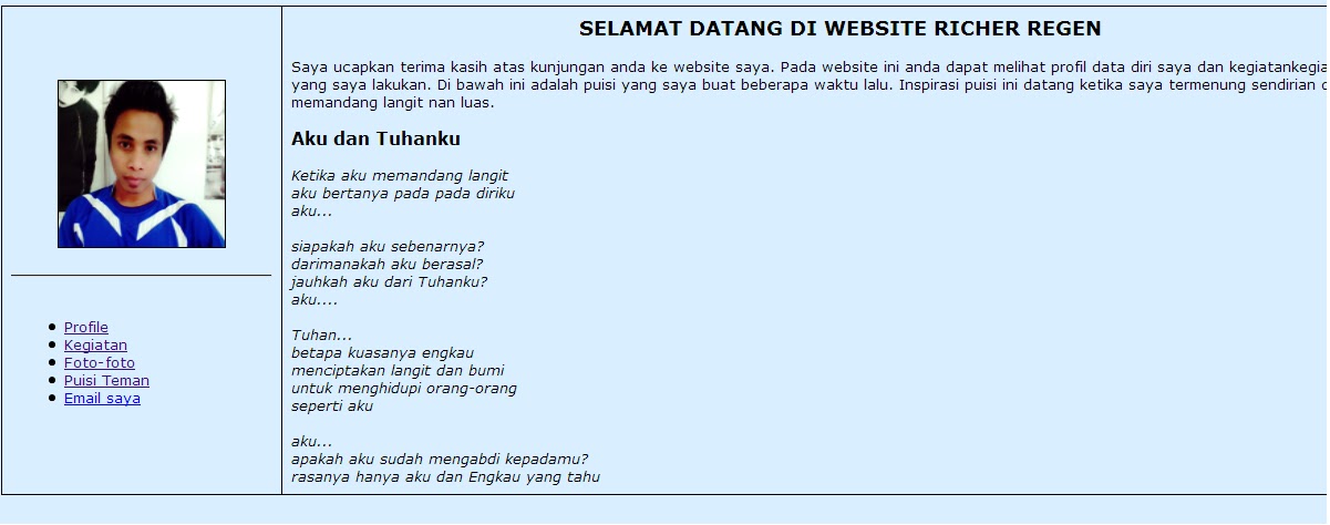 Contoh Website sederhana dengan html | Richer Regen