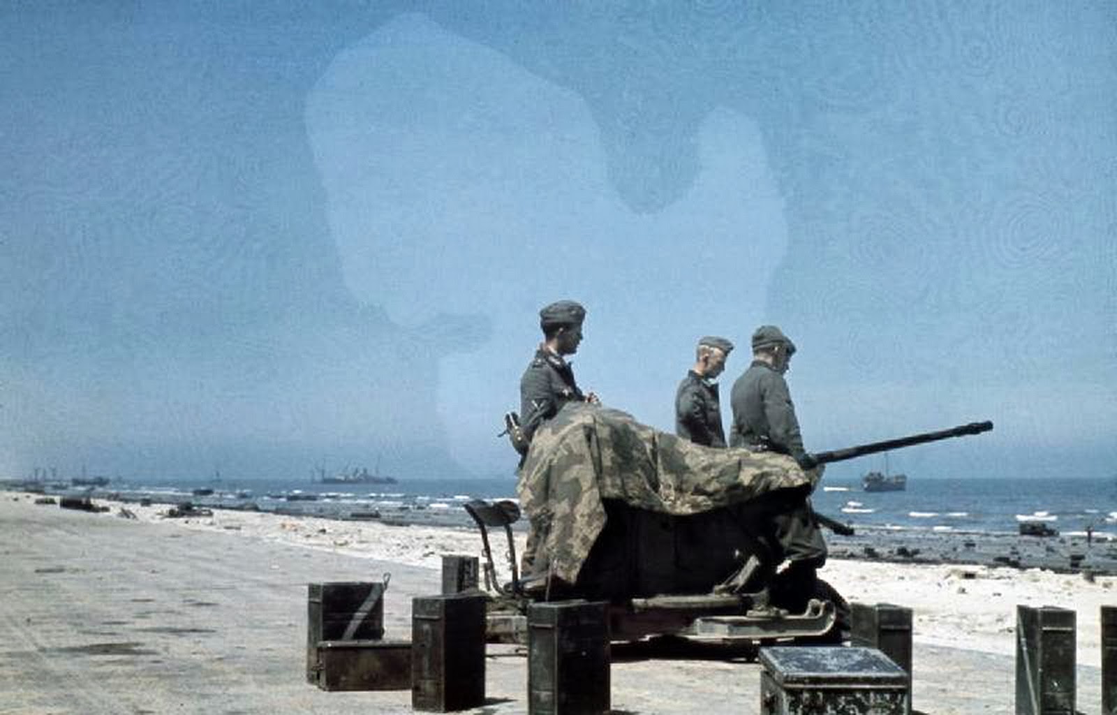 World War II in Color: Crew of a German Light Anti-Aircraft Gun at Dunkirk