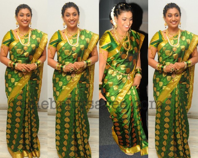 Roja in Green Kanjivaram Saree - Saree Blouse Patterns
