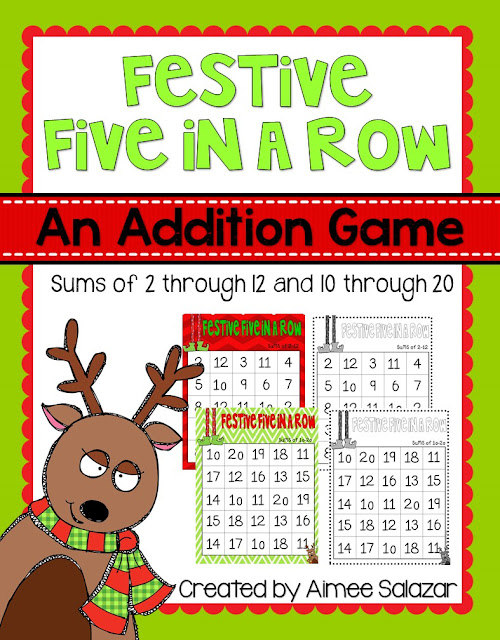 Five in a Row: A Game for Practicing Addition Facts {December & January ...