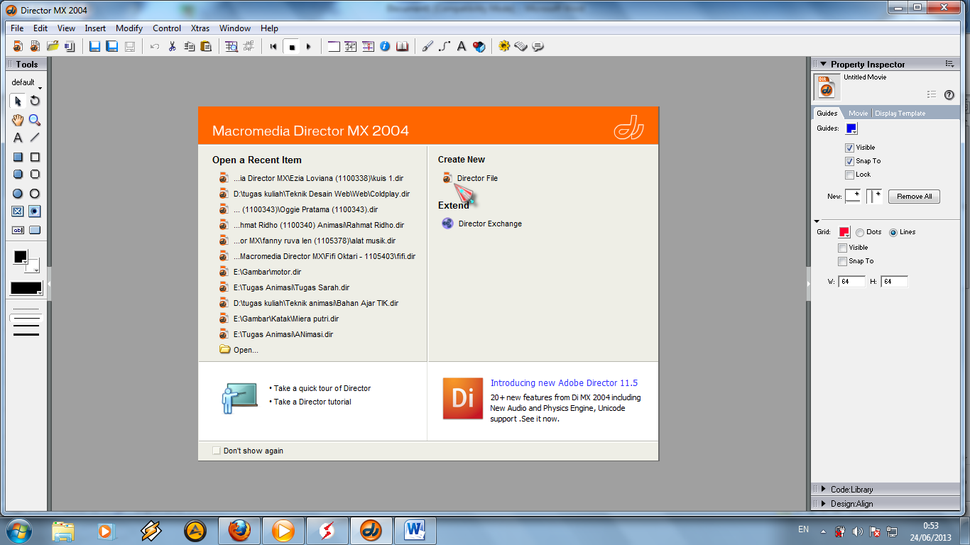 Tutorial aplikasi Macromedia Director MX 2004 - Blog Informasi Materi Pembelajaran