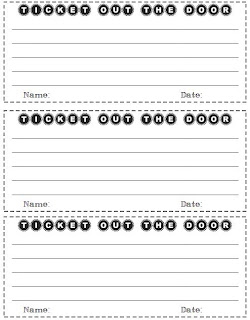 Classroom Freebies Too: {FREE} Ticket Out the Door - Exit Slip