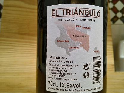El Triángulo, red wine from Tierra de Cádiz