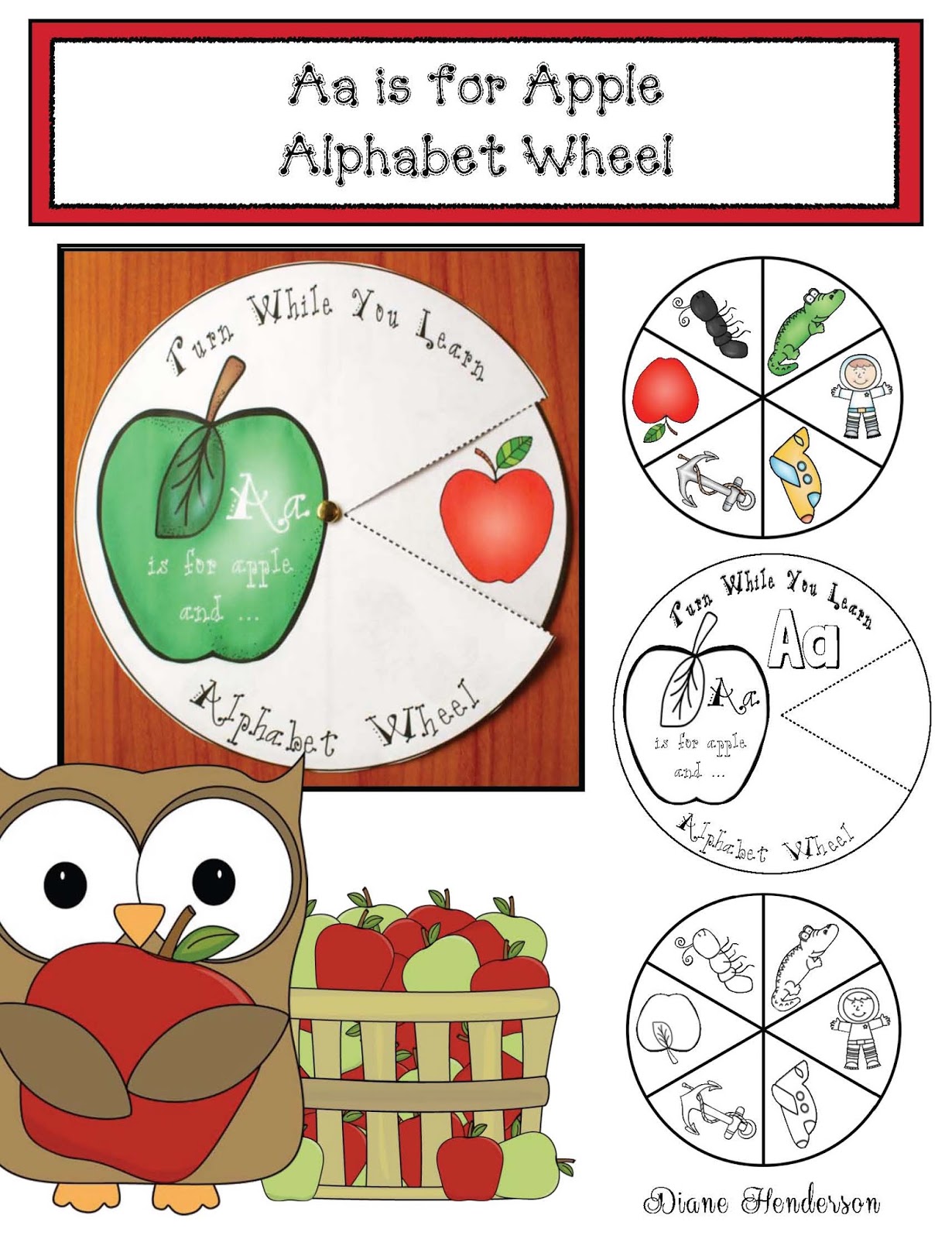 Aa is for Apple Alphabet Wheel - Classroom Freebies