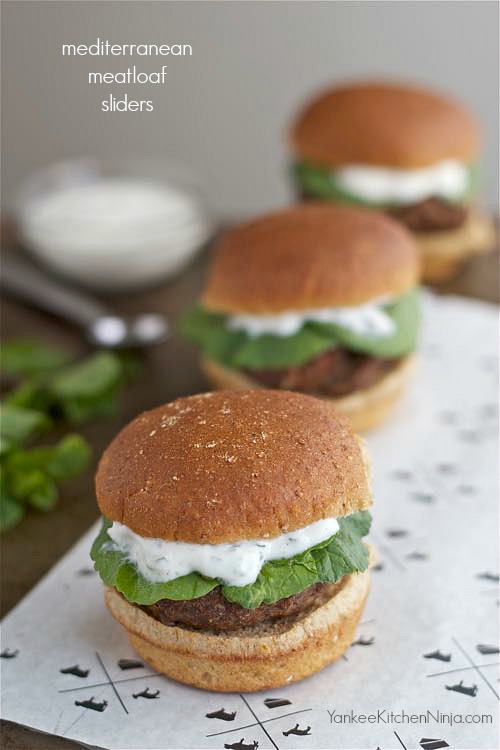 Mediterranean meatloaf sliders with yogurt sauce | Yankee Kitchen Ninja