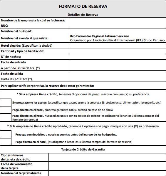 formatos de reservas