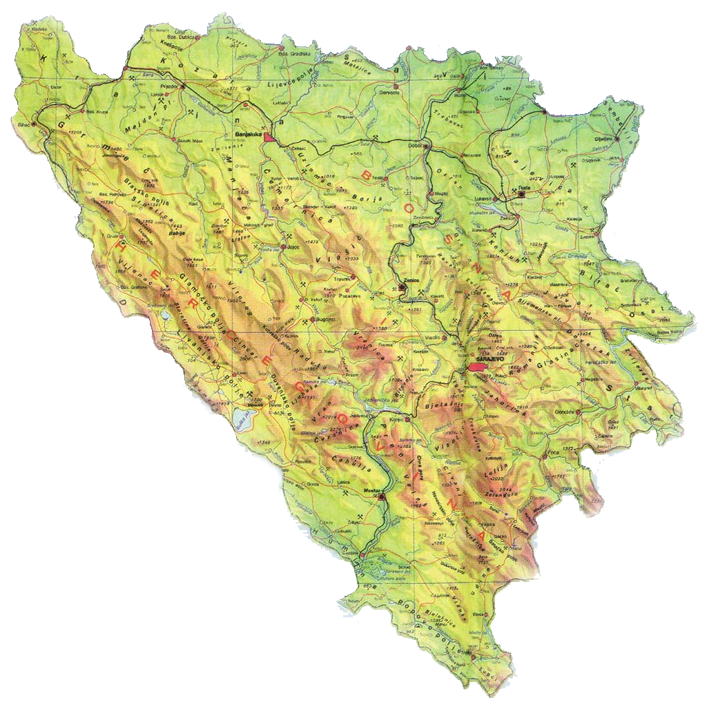 BOSNIA Y HERZEGOVINA - MAPAS GEOGRÁFICOS DE BOSNIA Y HERZEGOVINA