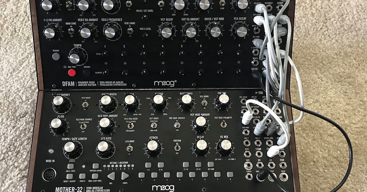 MATRIXSYNTH: MOOG DFAM & MOTHER-32 In Two Tier Rack
