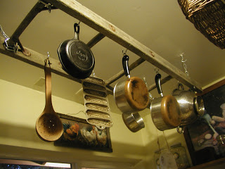 Home Made Is Easy: Old Ladder To Pot Holder In Kitchen