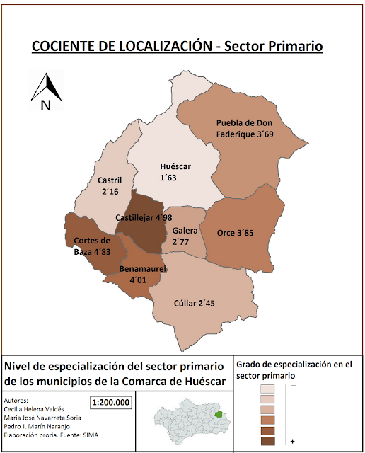 Comarca de Huéscar: Cociente de localización - Especialización en los ...