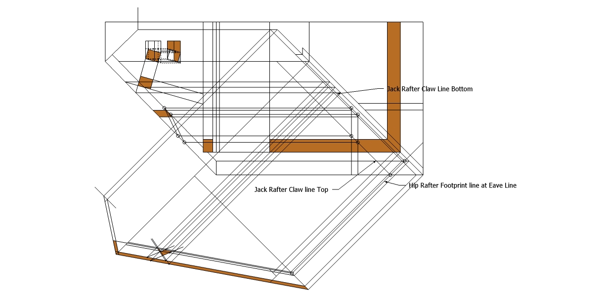 Roof Framing Geometry: Hipped roof with canted center purlins