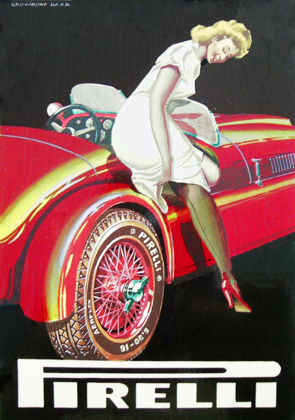 transpress nz: Pirelli tires poster, 1930s