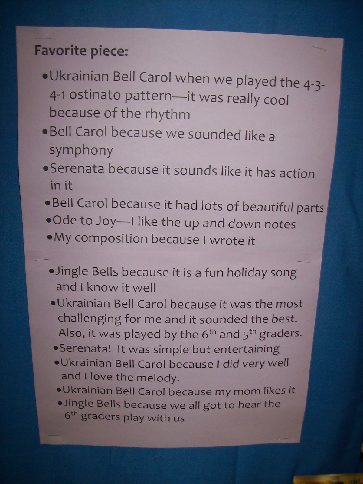 Teaching Elementary Orchestra : Concert Reflection Bulletin Board