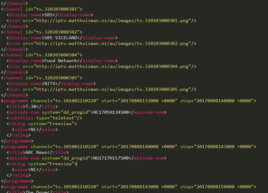 Australia IPTV & EPG Files