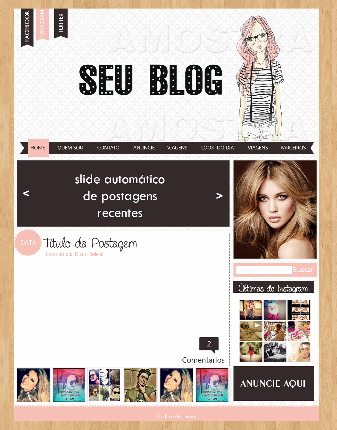 LAYOUT PARA BLOG FEMININO - Cantinho do blog