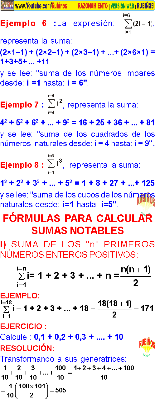 SERIES Y SUMATORIAS FÓRMULAS , MÉTODOS Y EJEMPLOS DE RAZONAMIENTO ...