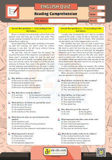 Reading comprehension multiple choice test | www.elt-els.com