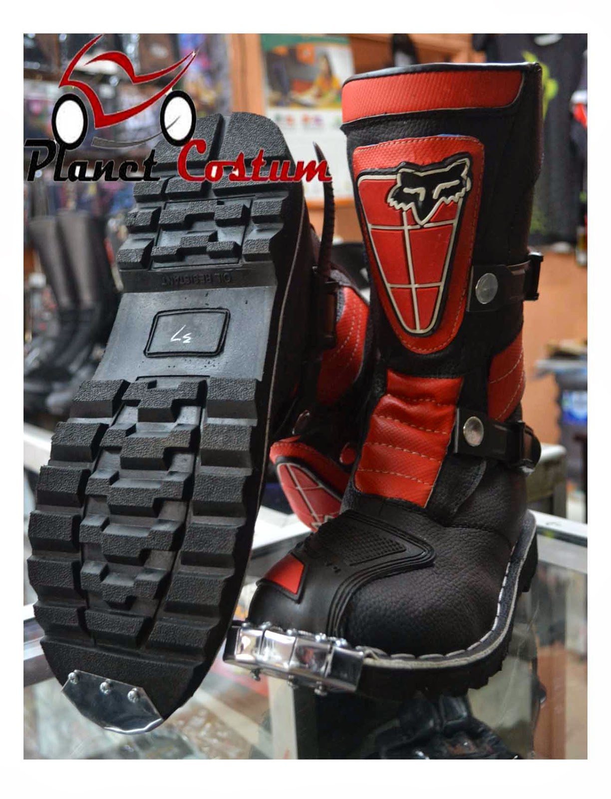 SEPATU MOTOCROSS MURAH: SEPATU MOTOCROSS ANAK FOX HITAM/MERAH