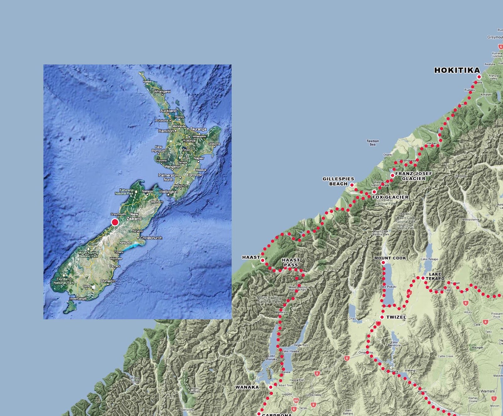 the bicycle diaries: Hokitika, New Zealand - Green and gold