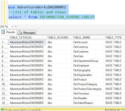 Microsoft Business Intelligence: Get the list all tables in a sql ...