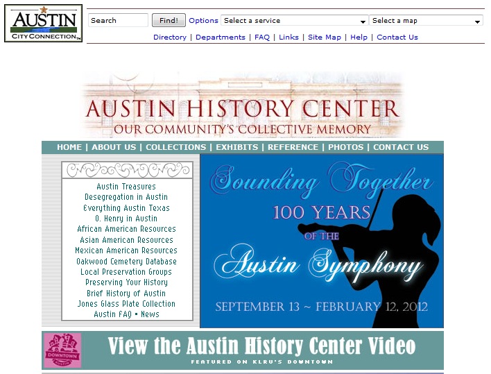 Exploring Social Studies: Website: Austin History Center
