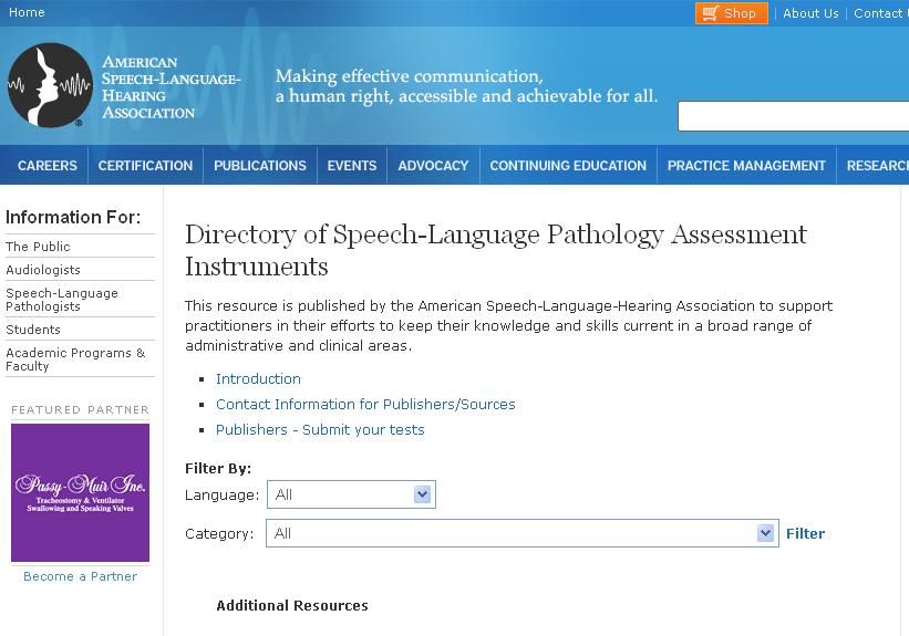 Schoolhouse Talk!: Directory of SLP Assessments