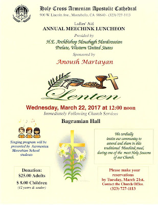 Armenian Mesrobian School: ANNUAL MEECHINK LUNCHEON AT BAGRAMIAN HALL ...