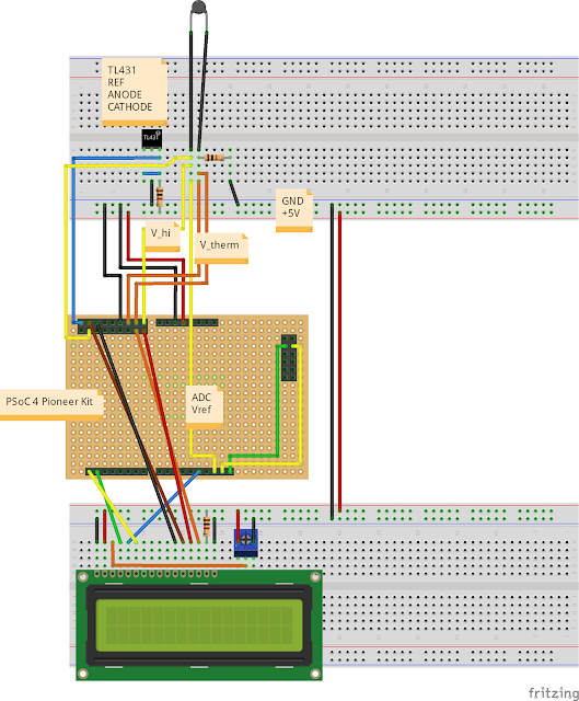音源とオーディオの電子工作（予定）: PSoC 4 Prototyping Kitでサーミスタを使ってみる。(LCD表示)