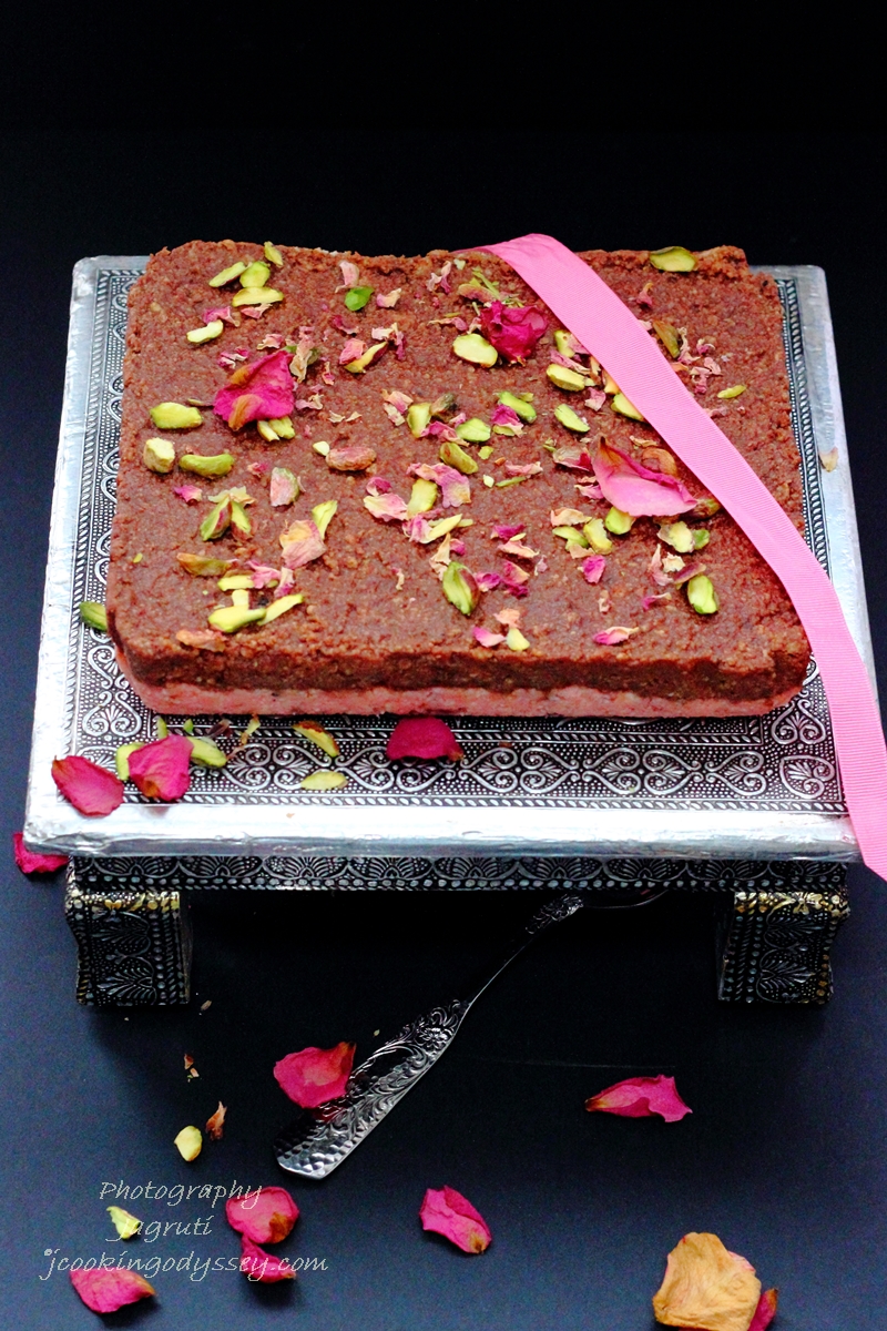 Jagruti's Cooking Odyssey: Chocolate and Rose Indian Milk Cake
