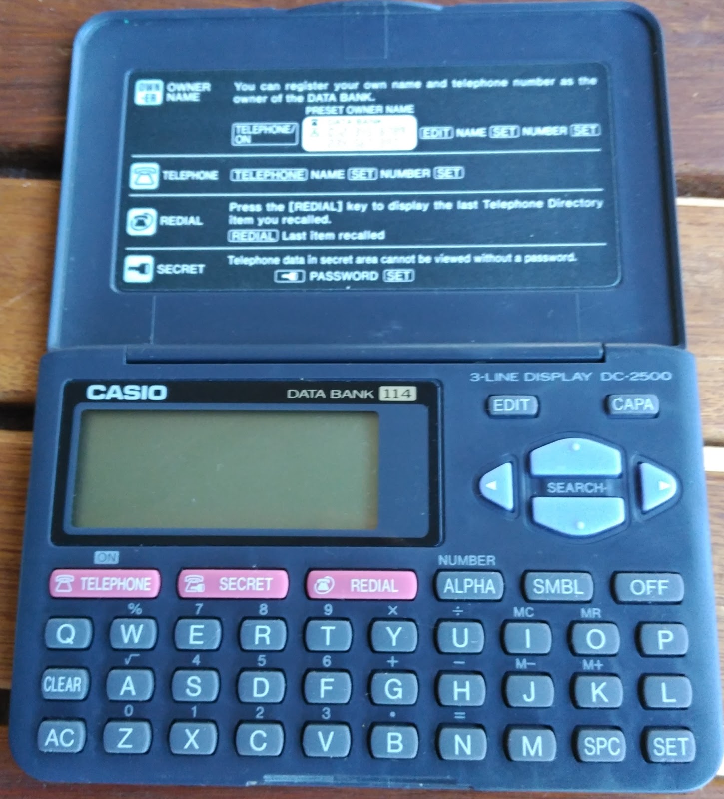 Retro Ordenadores Orty: Agenda electrónica Casio Data Bank DC-2500 114.