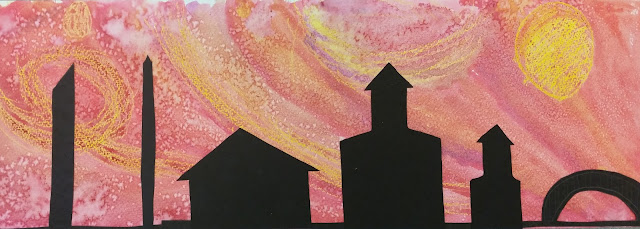 The Phoebe Hearst Art Studio : 5th grade Watercolor sky and Cityscape