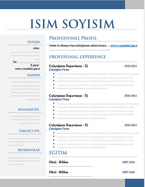 Cv Sablon Indir