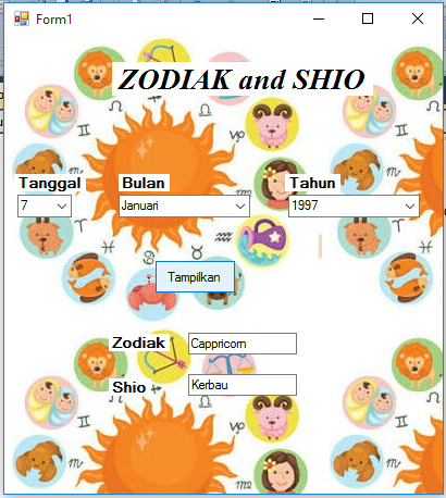 Program Menentukan Zodiak dan Shio dengan Visual Studio