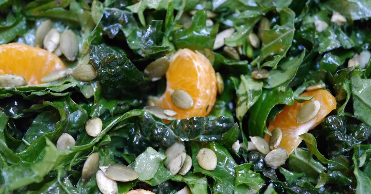 Foods For Long Life: Raw Kale Salad With Satsuma Oranges And Pumpkin Seeds