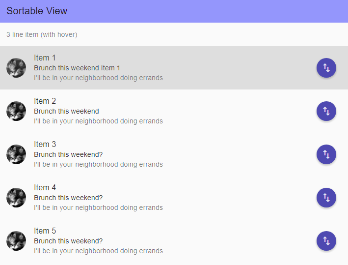 Angular Material Sortable View - jQuery 2 DotNet