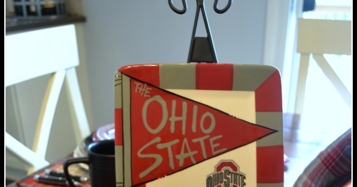 Ohio State Buckeyes Table - Corner of Plaid and Paisley