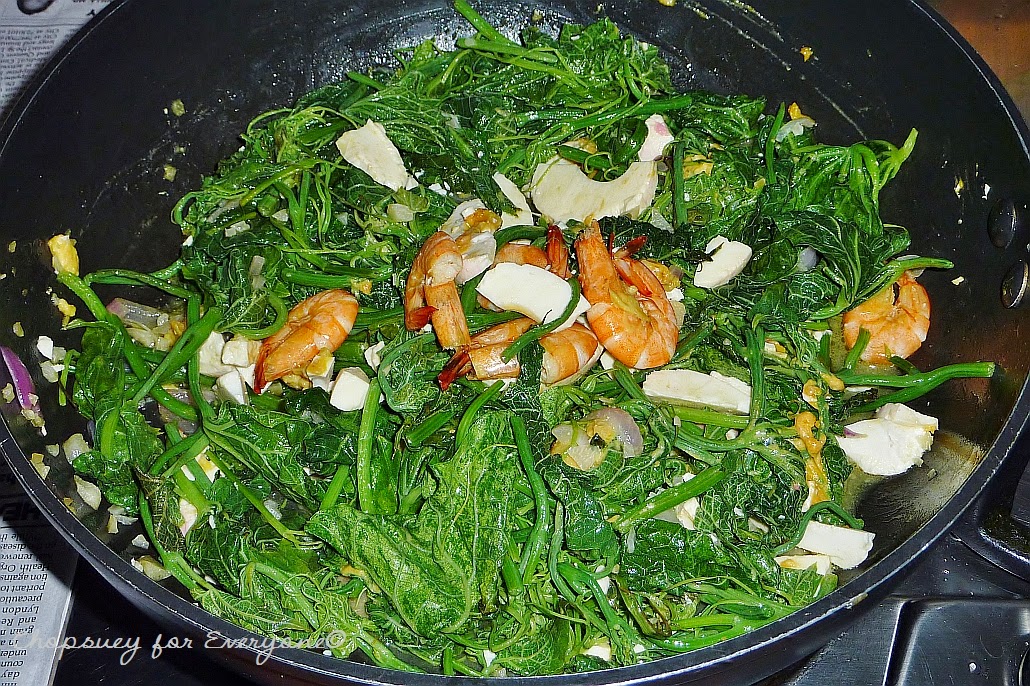 Chopsuey for Everyone: Ginisang Talbos ng Sayote sa Hipon at Itlog Maalat