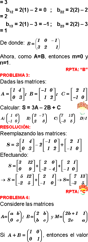 MATRICES EJEMPLOS Y EJERCICIOS RESUELTOS