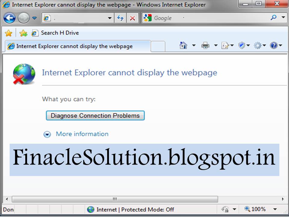 Internet Explorer Cannot display the webpage while run the Finacle