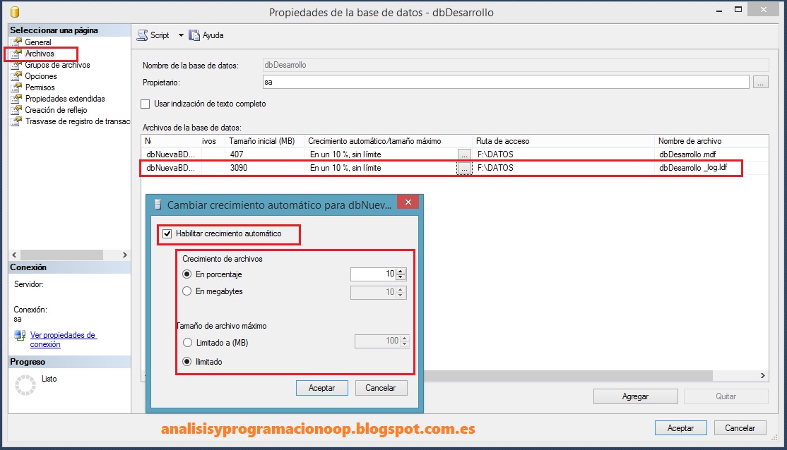 Análisis y Programación: SQL Server. El registro de transacciones ...