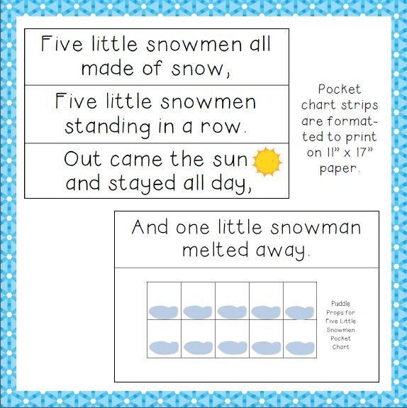 Teaching The Little People: Five Little Snowmen Interactive Pocket Chart