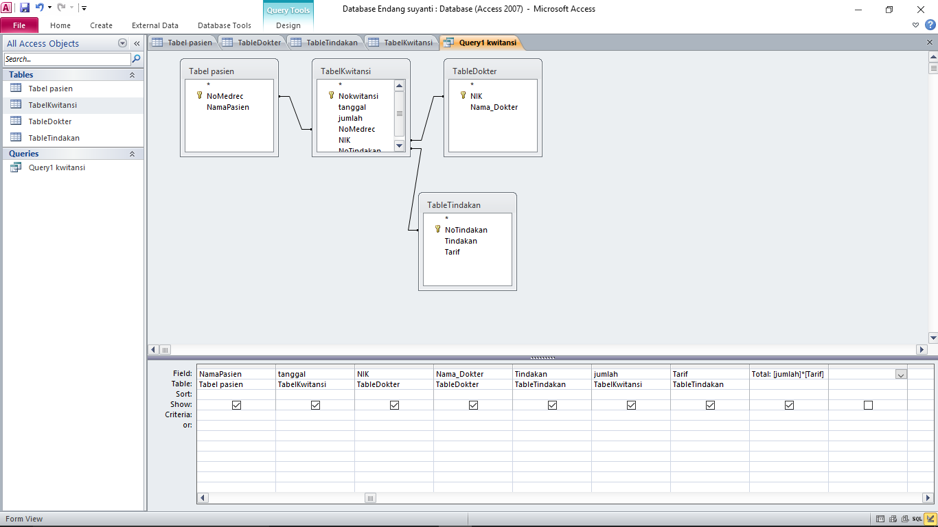 Endang Suyanti~: CONTOH DATABASE KWITANSI DI MS.ACCESS
