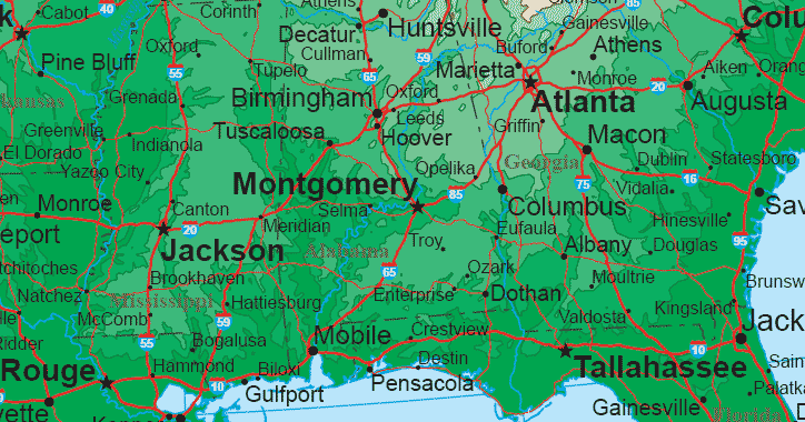 Deep South Map Region Area | Maps of the United States