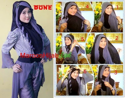 Contoh Gambar Tutorial Hijab Modern Dan Mudah - Tren Fashion