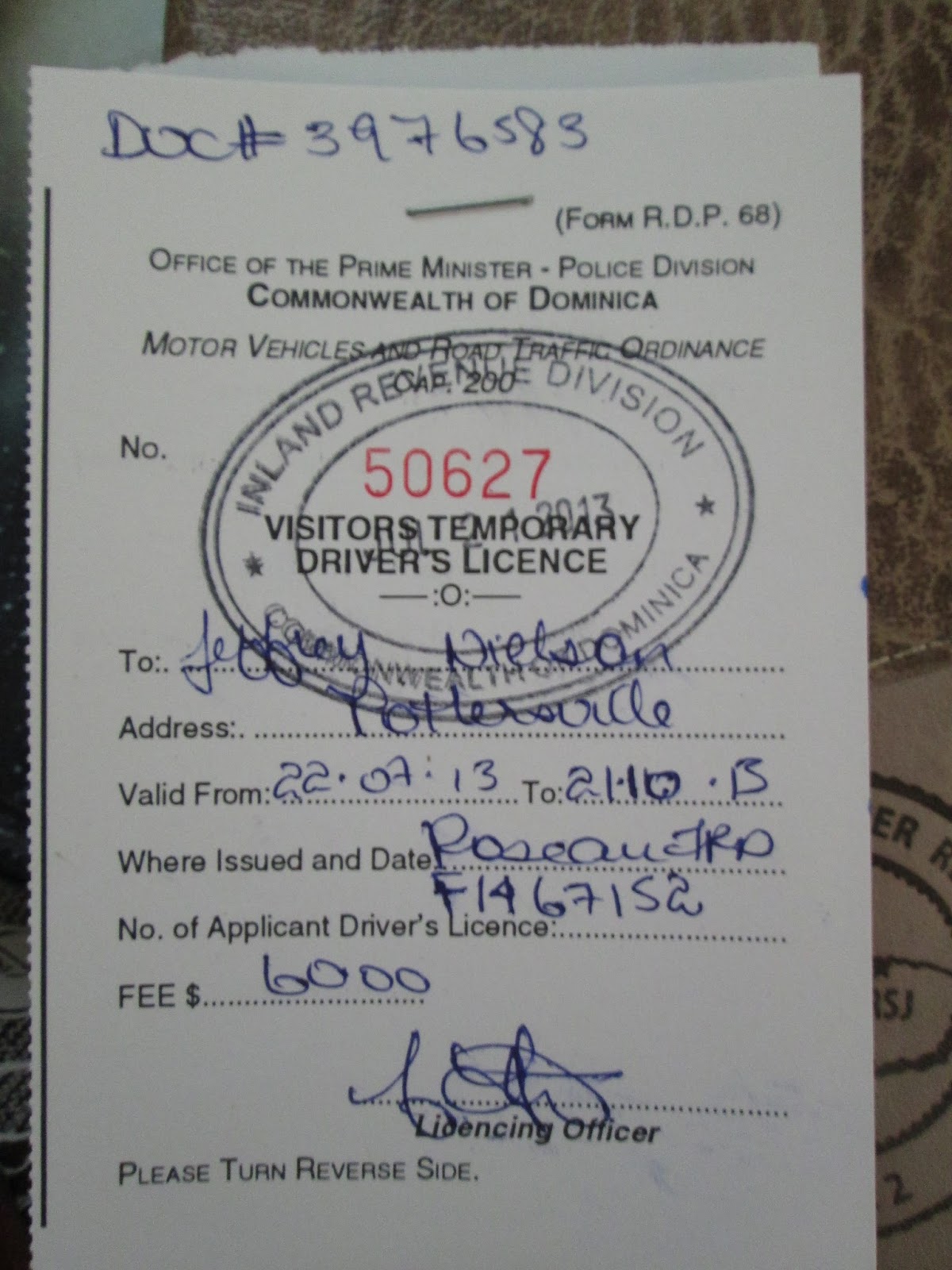 Jeff's Mission - Puerto Rico, San Juan: Driver's Licence