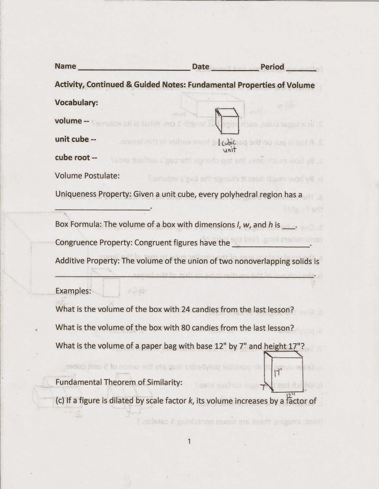 Geometry, Common Core Style: Lesson 10-3: Fundamental Properties of ...