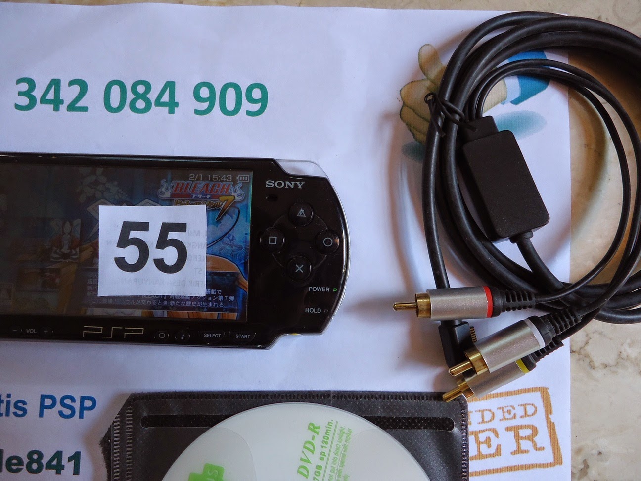 #55 PSP 2003 Black Bleach Memory 8 Gb + Kabel AV to TV - Obral PSP Second